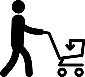 A simple icon of man with cart Royalty Free Vector Image