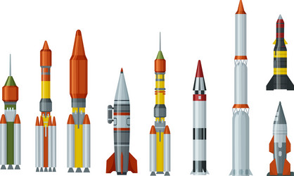 Military missilery rocket of different types set Vector Image