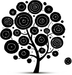 Abstract circles tree sketch for your design Vector Image