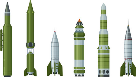 Military missilery rocket of different types set Vector Image