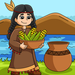 Thanksgiving native american clipart Royalty Free Vector