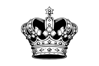 Hand drawn crown ink sketch engraving style Vector Image