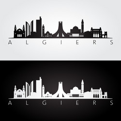 Algeria skyline and landmarks silhouette Vector Image