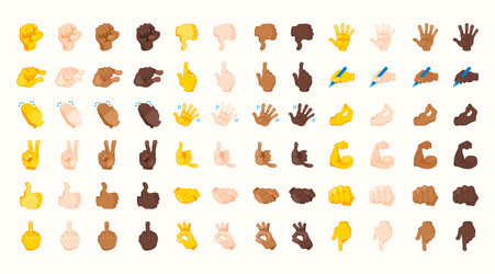 All hand emoji gesture hand emoticons set Vector Image