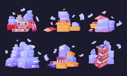 Office paperwork overworked worker with documents Vector Image