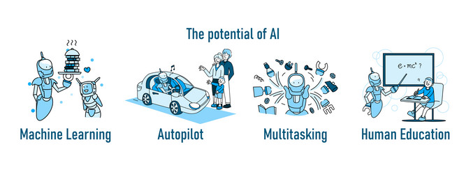 Set of artificial intelligence group robot ai Vector Image