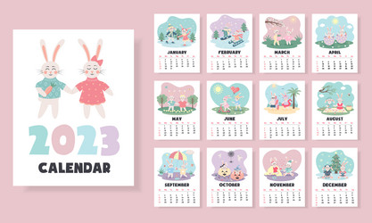 Printable horizontal monthly design calendar Vector Image