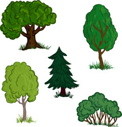 Beautiful set hand drawn doodle trees isolated Vector Image
