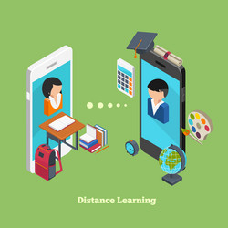 Distance learning of people web banner Royalty Free Vector