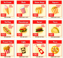Menu card template for fast food meals Royalty Free Vector