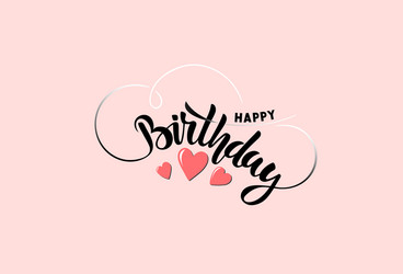 Birthday Happy Lettering Pink Rose Vector Images (over 270)
