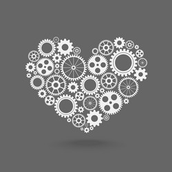 Heart with gears Royalty Free Vector Image - VectorStock
