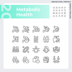 2d editable black metabolic health icons pack Vector Image