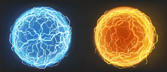 Realistic blue and yellow lightning balls Vector Image