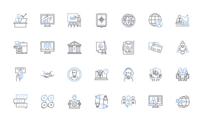Company headquarters line icons collection Vector Image