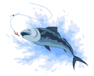 Predatory fish catch cartoon catching Royalty Free Vector