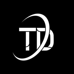 Td logo t d design white letter tdt Royalty Free Vector