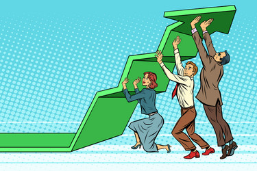 Business team lift up growth chart Royalty Free Vector Image