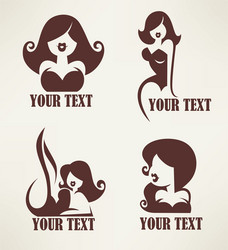 Set of plus size pinup girls for your logo Vector Image