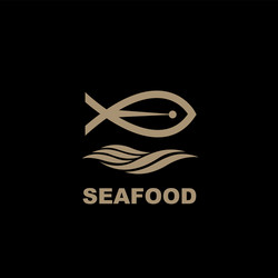 Smoked fish logo with lemon and rosemary Vector Image