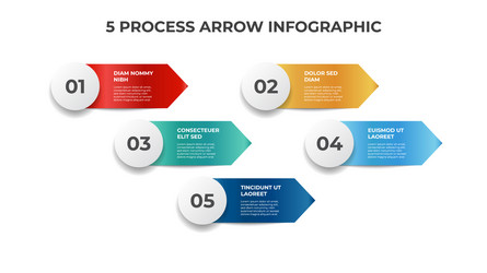 5 points steps connected circle list diagram Vector Image