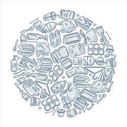 Plastic waste icon collection on white background Vector Image