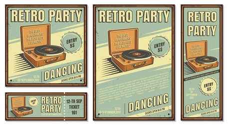 Vintage banner retro party Royalty Free Vector Image