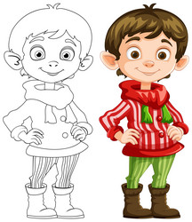An elf colored and line art Royalty Free Vector Image