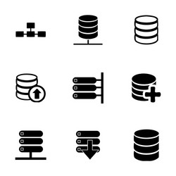 Database icon set storage network symbol data Vector Image