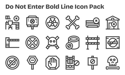 18 stop icons in bold line aesthetic Royalty Free Vector