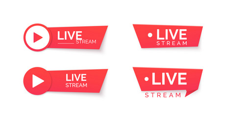 Live broadcasting logos streaming icons Royalty Free Vector