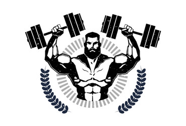 Fitness gym logo with athletic man training black Vector Image