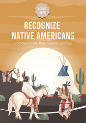 Poster template with native american Royalty Free Vector