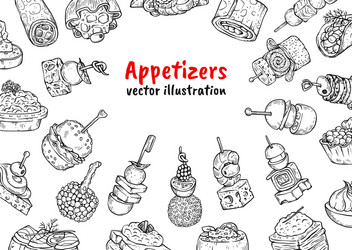 Finger food drawings appetizer Royalty Free Vector Image