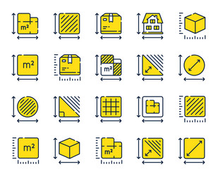 Dimension line icons square meter area size Vector Image