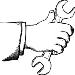 Man hand with tool repair drawn Royalty Free Vector Image