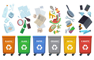 Waste sorting different types garbage paper Vector Image