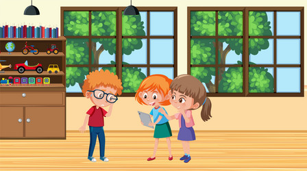 Student wearing school uniform at school scene Vector Image