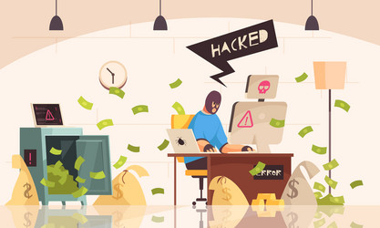 Hacker computer realistic composition Royalty Free Vector