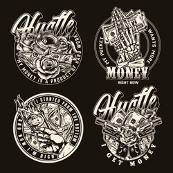 Money colorful vintage elements set Royalty Free Vector
