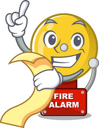 Chef with food fire alarm character shape Vector Image