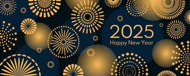 2025 new year golden fireworks background Vector Image