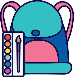 Back to school backpack book pencil palette color Vector Image
