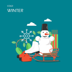 Cold winter flat style design Royalty Free Vector Image