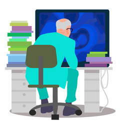 Computer desk empty workplace cartoon business Vector Image