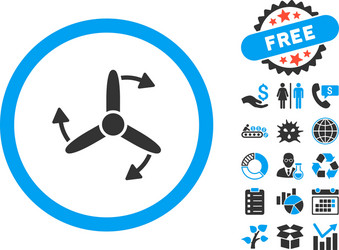 Three bladed screw rotation icon with bonus Vector Image