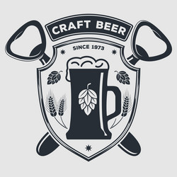 Craft beer logo design template with mugs Vector Image