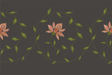 Embroidery floral border pattern Royalty Free Vector Image