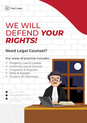 Flyer design of we will defend your rights Vector Image