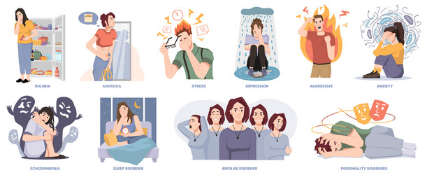 Stressed man deadling with mental health problems Vector Image